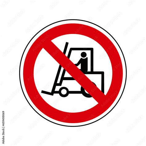 Chariot Elevateur Interdit Panneau Signalisation Rond Rouge Stock
