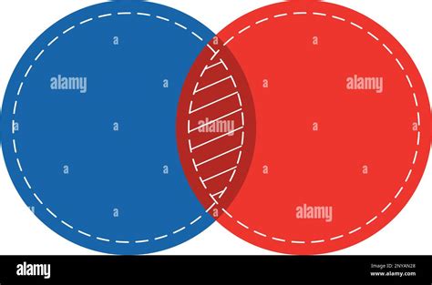 Venn Diagram Merge Red And Blue Circles Chart Infographic Sign Stock