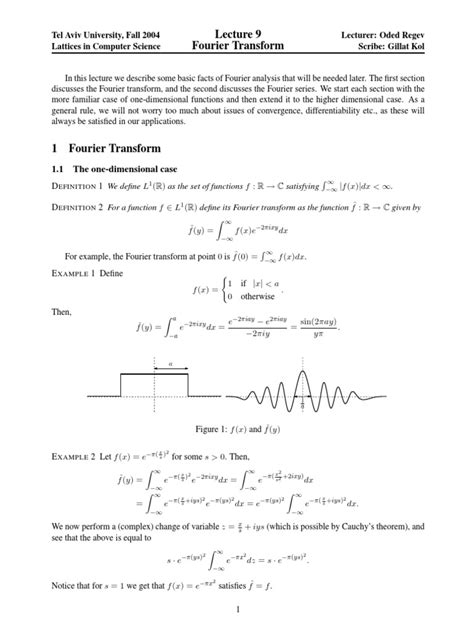 fourier transform 1 1 the one dimensional case pdf fourier transform fourier series