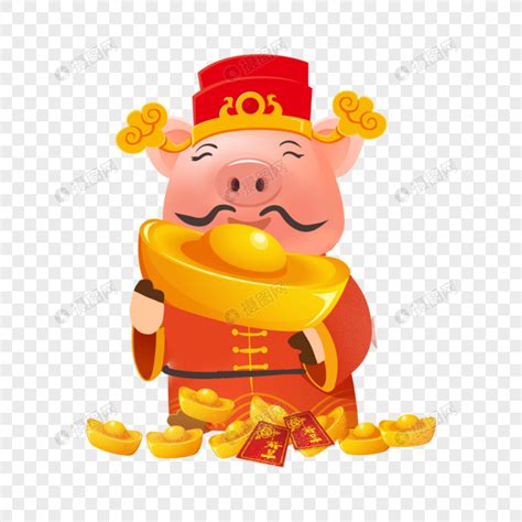 抱着金元宝的猪元素素材下载 正版素材400967791 摄图网