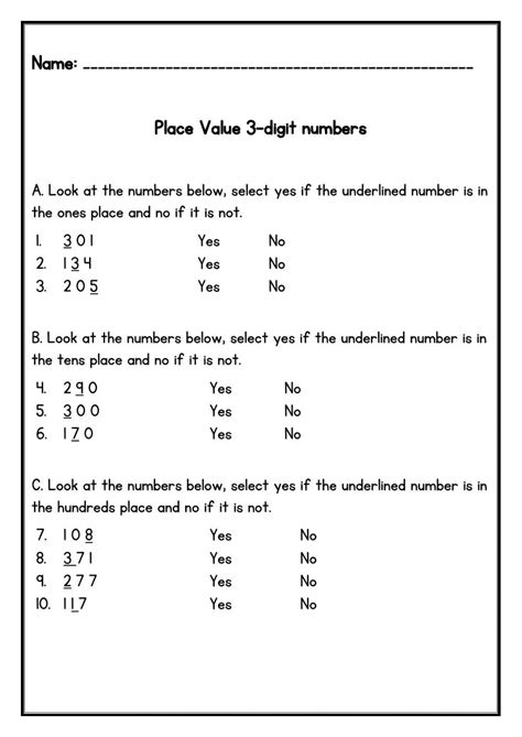 3 Digit Place Value Worksheets Worksheets Library