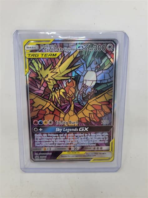 Pokemon Hidden Fates Moltres Zapdos Articuno GX Still Sealed Stained