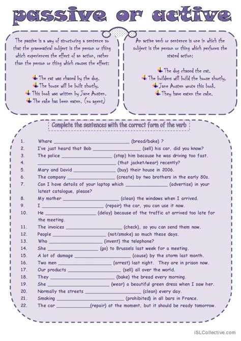 Active Or Passive Mixed Tenses English Esl Worksheets Pdf Doc