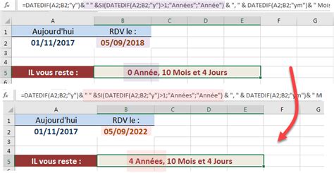 La Fonction Cach E Datedif Calculer La Diff Rence Entre Deux Dates En