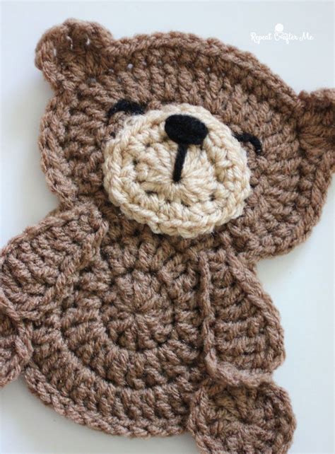 Crochet Teddy Bear Applique Repeat Crafter Me Crochet Teddy Bear