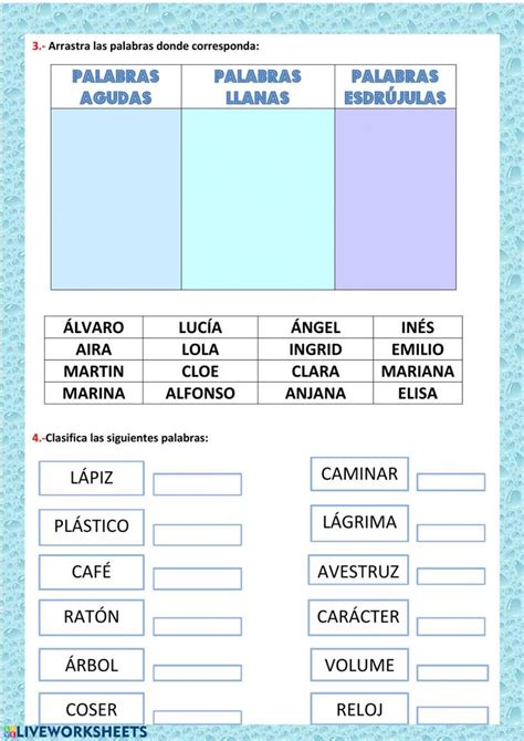 Palabras Agudas Graves Y Esdr Julas Worksheet Palabras Agudas Agudas