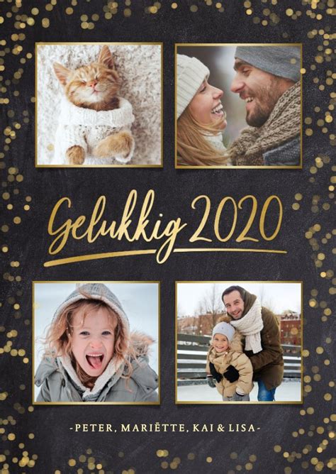 Stijlvolle Nieuwjaarskaart Fotocollage Met 4 Kaartje2go