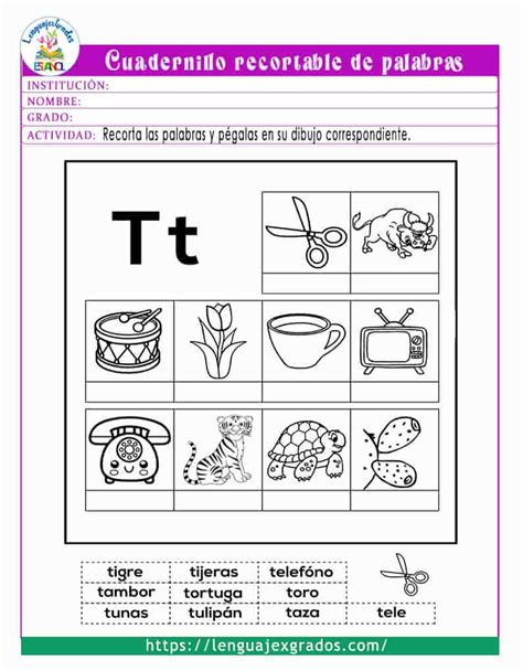 Cuadernillo Recortable De Palabras Para Trabajar La Lectoescritura