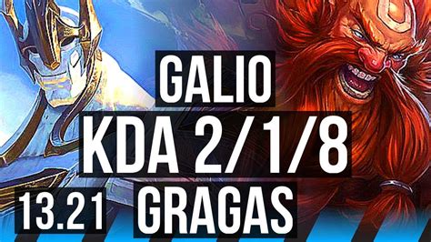 GALIO Vs GRAGAS MID 2 1 8 1100 Games 1 1M Mastery KR