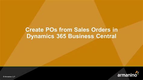 Create Purchase Orders From Sales Orders In Dynamics Business