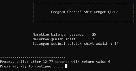 Contoh Program Queue Menggunakan Shift Memakai Bahasa C