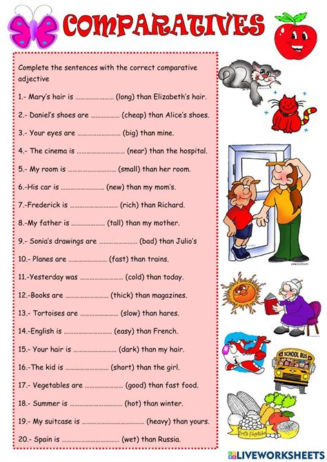 E Comparative Short Adjs Worksheet Apprendre L Anglais Ecole