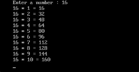 c program to display multiplication table