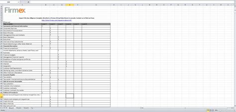 Due Diligence Checklist Template Excel