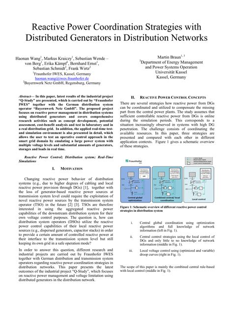 pdf reactive power coordination strategies with distributed generators in distribution networks
