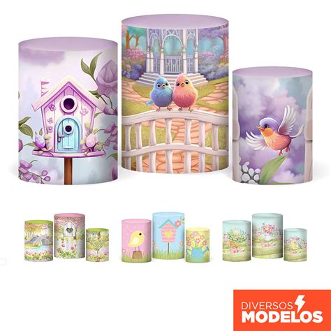 Trio Capas Cilindros Jardim Encantado Veste Fácil em Tecido