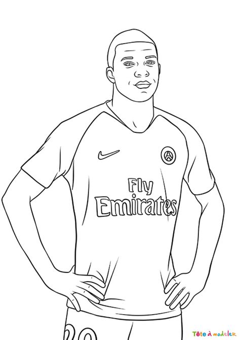 Coloriage Mbappe Imprimer Avec T Te Modeler