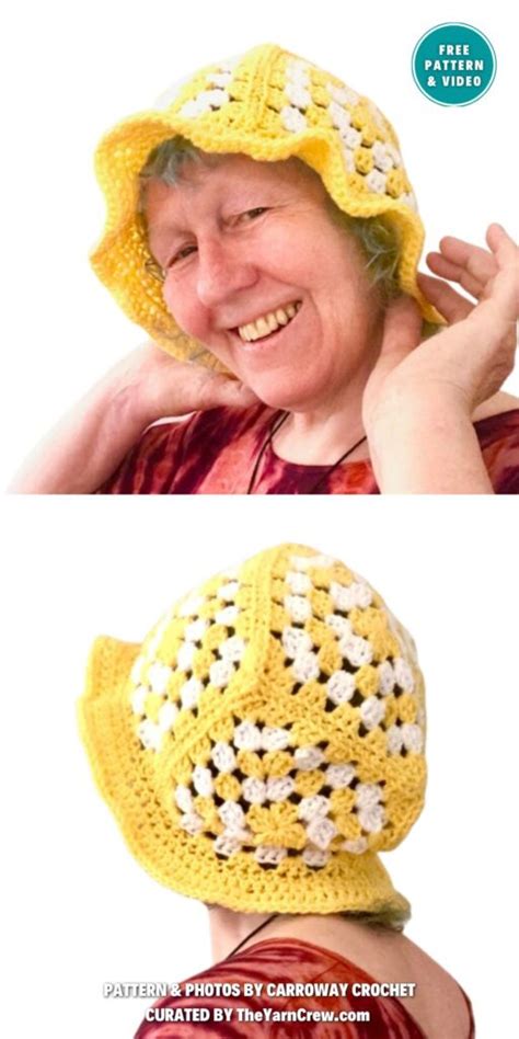 9 Free Crochet Granny Square Bucket Hat Patterns The Yarn Crew