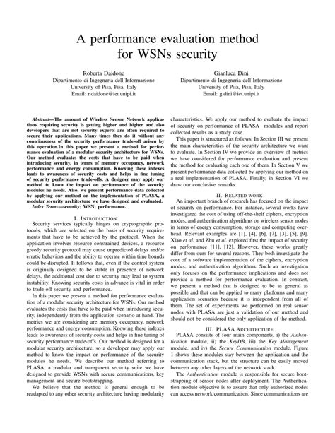 pdf a performance evaluation method for wsns security