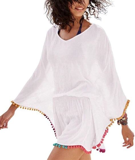 JastoreDamen Einheit weiß Strandponcho Sommer Überwurf Kaftan