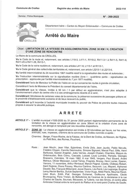 Calaméo Arrêté 268 2022 Règlementation 30 Kmh Limitation De La