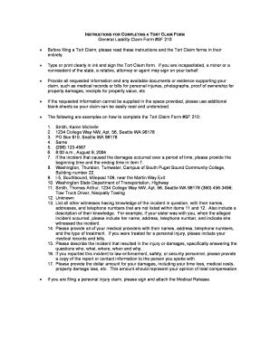 Fillable Online Lewiscountywa Instructions For Completing A Tort Claim