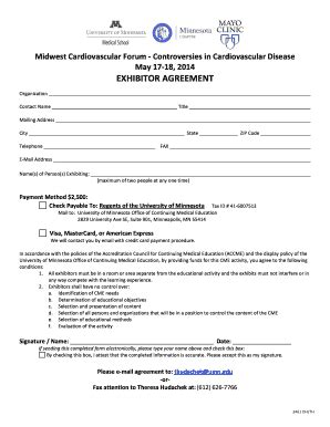 Fillable Online Cme Umn Exhibitor Information Activity Name Fax Email
