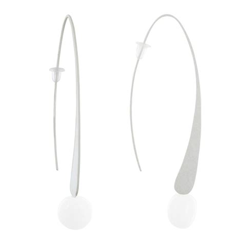 Boucles d Oreilles Crochet Plat Métal Argenté et Perles Céramique LES