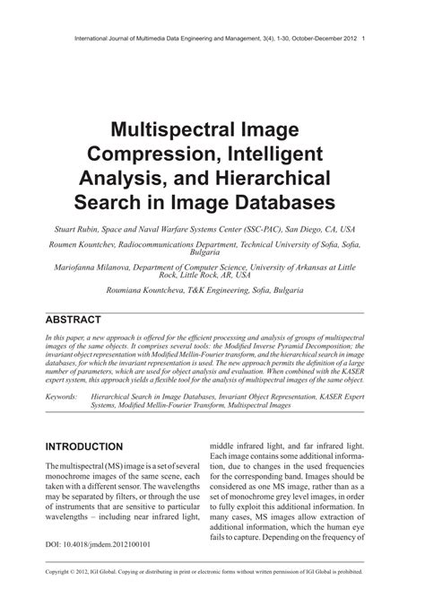 pdf multispectral image compression intelligent analysis and hierarchical search in image