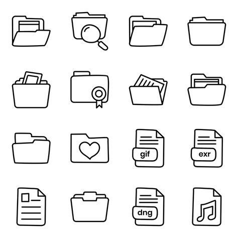 Pack Of Folders And Files Linear Icons Vector Art At Vecteezy