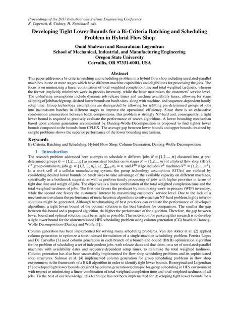 pdf developing tight lower bounds for a bi criteria batching and scheduling problem in hybrid