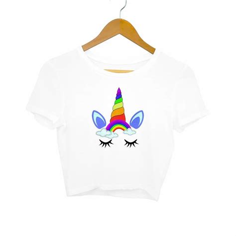 Rainbow Unicorn Face Crop Top Fancy Crop Top Crop Top T Shirt