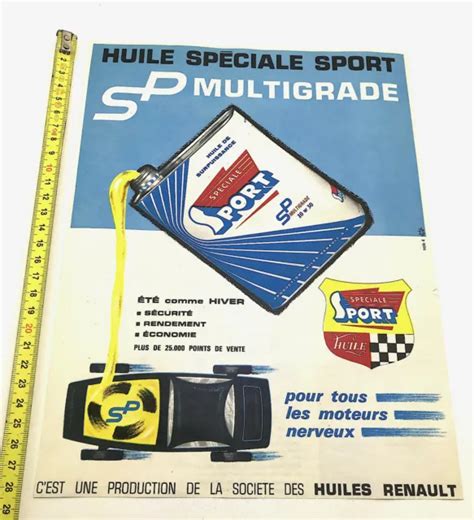 ANCIENNE AFFICHE PUBLICITAIRE Renault Huile Spéciale Sport EUR 5 00