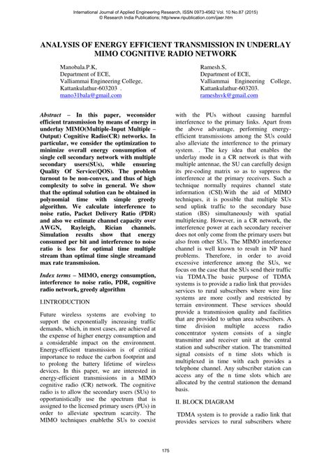 pdf analysis of energy efficient transmission in underlay mimo cognitive radio network