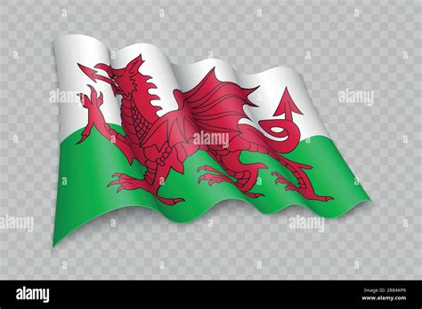 3D Realistic Waving Flag Of Wales Is A Region Of United Kingdom On