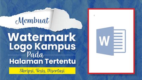 Tutorial Membuat Watermark Logo Kampus Di Word YouTube