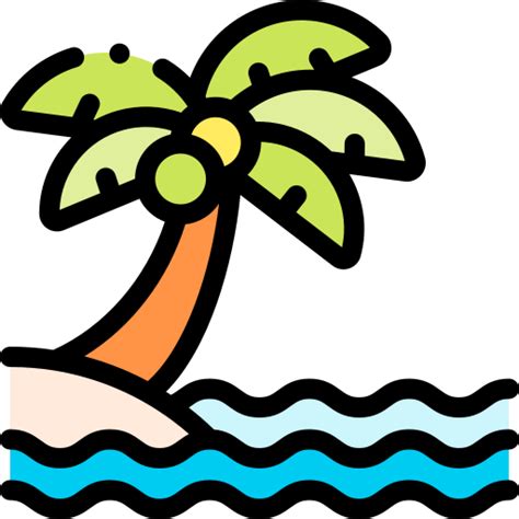 Icono De Rbol De Coco Detailed Rounded Lineal Color