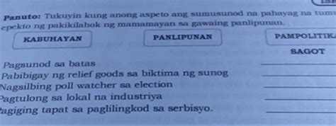 Panuto Tukuyin Kung Anong Aspeto Ang StudyX