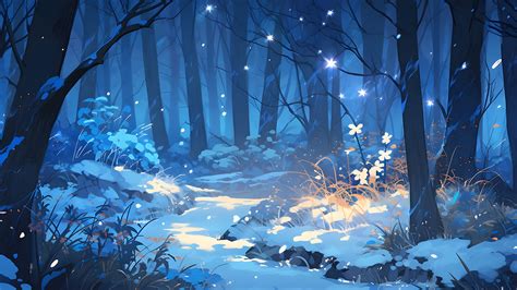 Magic Winter Forest Blue Desktop Wallpaper Winter Wallpaper K