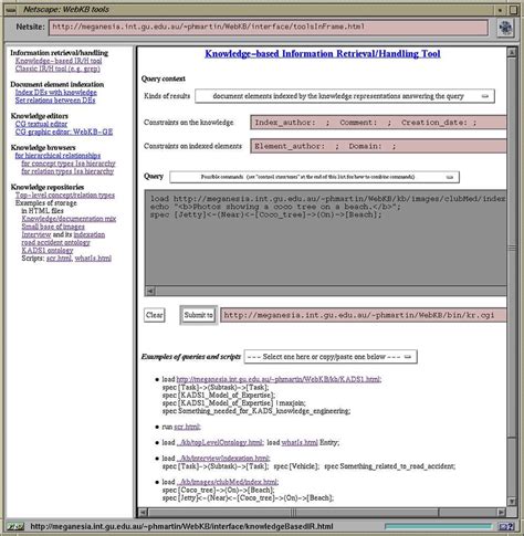 the webkb tool menu and knowledge based information retrieval handling download scientific