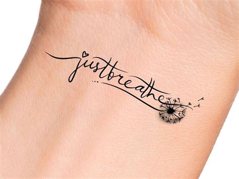Just Breathe Dandelion Temporary Tattoo Etsy Tasteful Tattoos Just