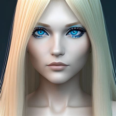 Woman Long Blonde Hair Blue Eys 3d Lächeln Arthubai