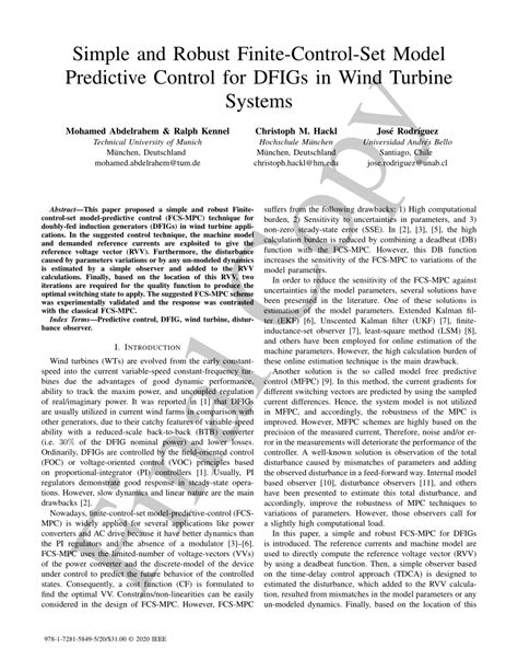 pdf simple and robust finite control set model predictive control for dfigs in wind turbine