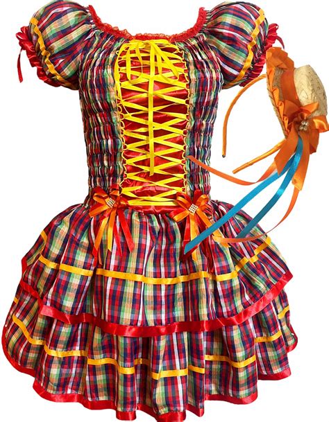 Vestido Festa Junina Caipira Xadrez Adulto São João Chique