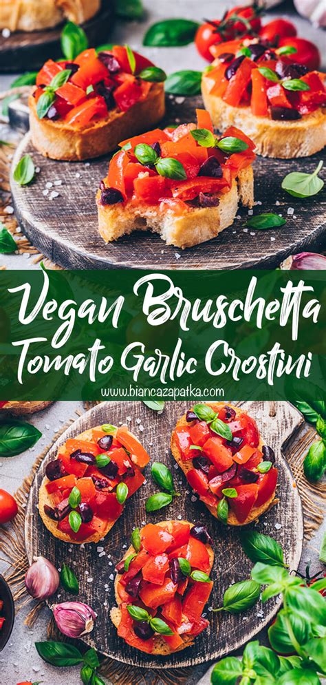Vegan Bruschetta Recipe Easy Tomato Garlic Crostini Bianca Zapatka