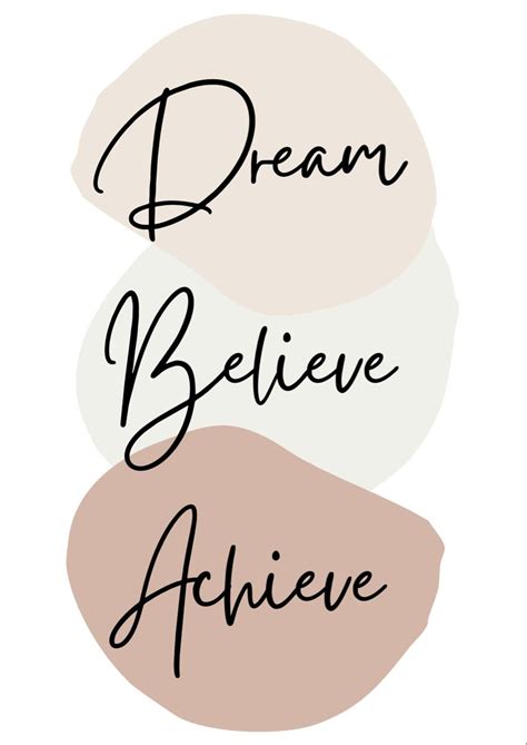 Dream Believe Achieve Free Printable Wall Art Quotes Inspirational