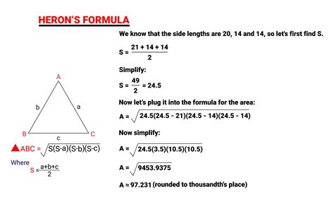 Heron S Formula To Find The Area Of A Triangle On Isolated Background