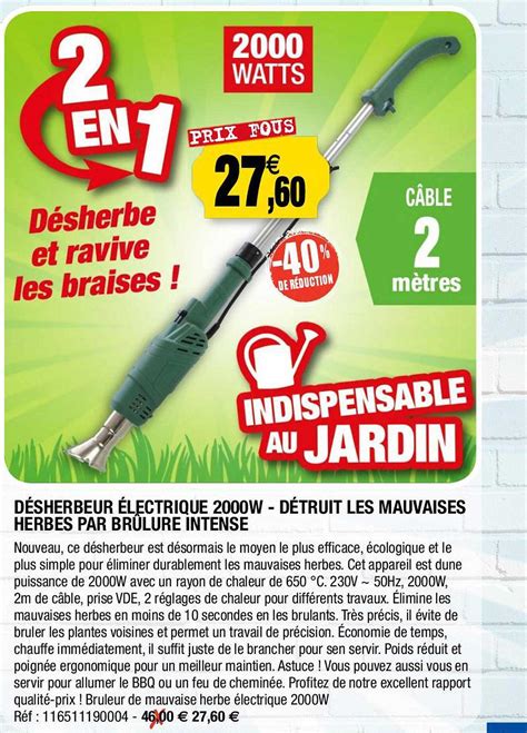 Promo Désherbeur électrique 2000w Détruit Les Mauvaises Herbes Par