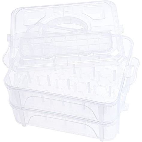 2 Couches Empilable Boîte De Stockage Clair Organisateur Pour Contenir