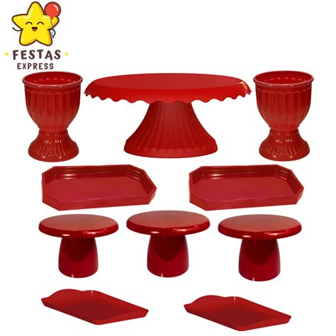 Kit Big Festa 1 Boleira Cake Renda 19cm 2 Mini Lapidada 3 Mini